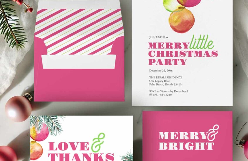 Pink Christmas Cards and Stationery: Unique Winter Color Schemes for ...