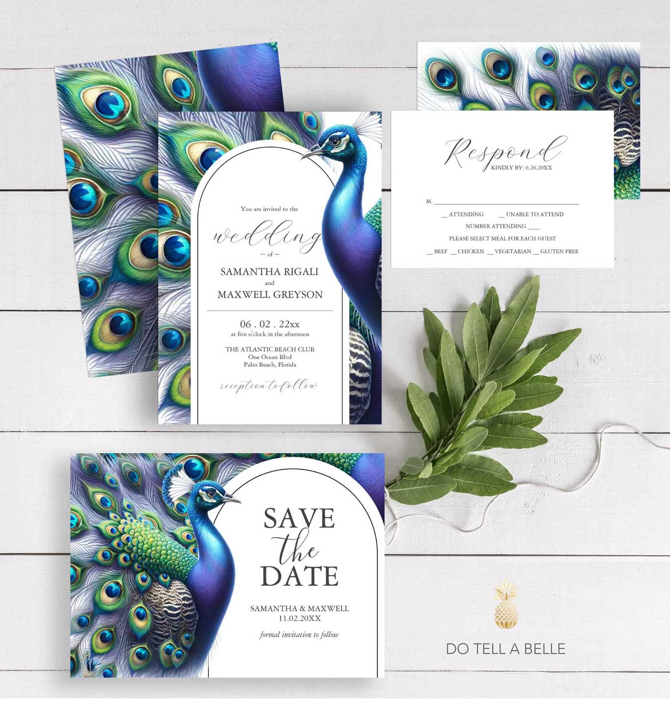 Peacock Color Wedding Invitations
